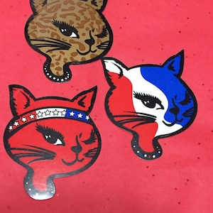 Set of 9 GLITTER Winking Cat Stickers Retro Vending 80's 90's 00's OBO ...