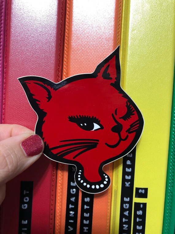 Rare Winking Cat Dark Red Vintage Vending Machine Sticker - Etsy