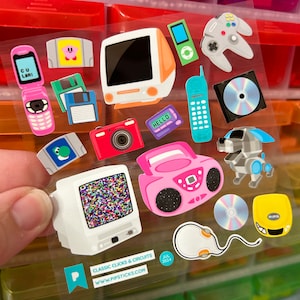 90s Retro Technology Stickers Computer Phone Disk Controller Pager - Etsy