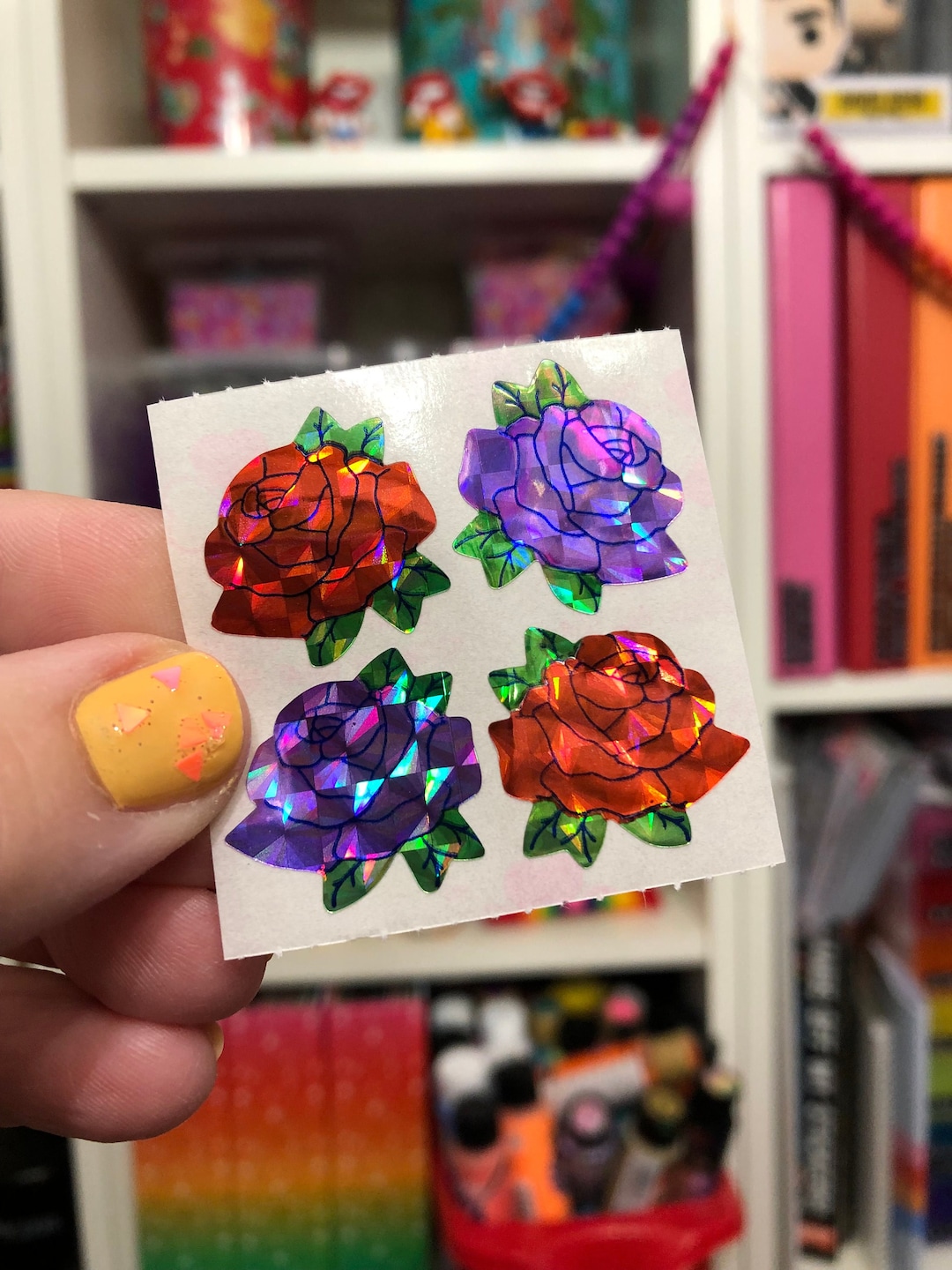 Vintage Sparkle Prismatic Rose Flower Stickers Great 7 Seven - Etsy