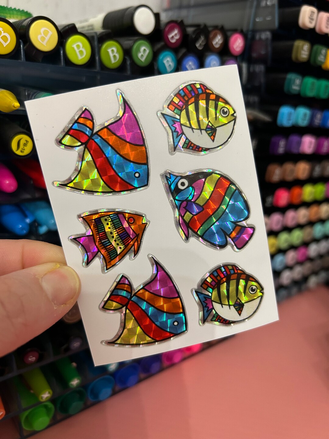Vintage Sparkle Rainbow Tropical Fish Stickers - Etsy