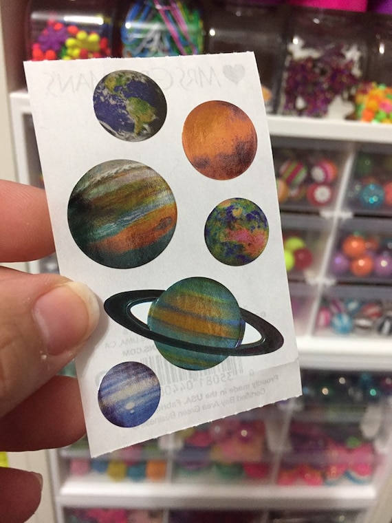 Sparkle Metallic Planets Outer Space Stickers | Etsy