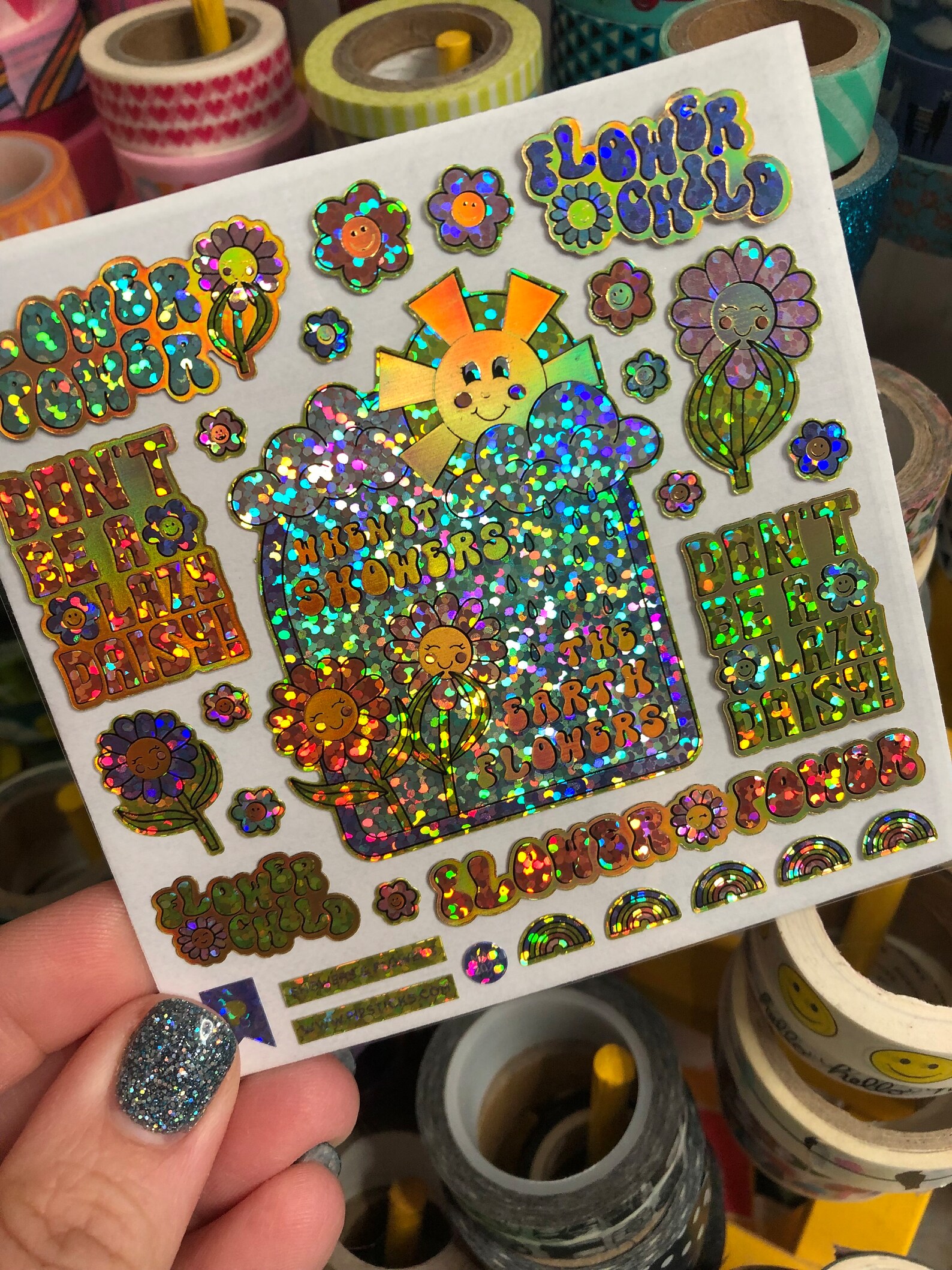 Sparkle Retro Groovy Flower Power Stickers - Etsy