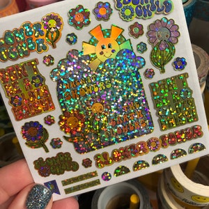 Sparkle Retro Groovy Flower Power Stickers - Etsy