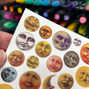 Man in the Moon Faces Stickers Sheet - Etsy