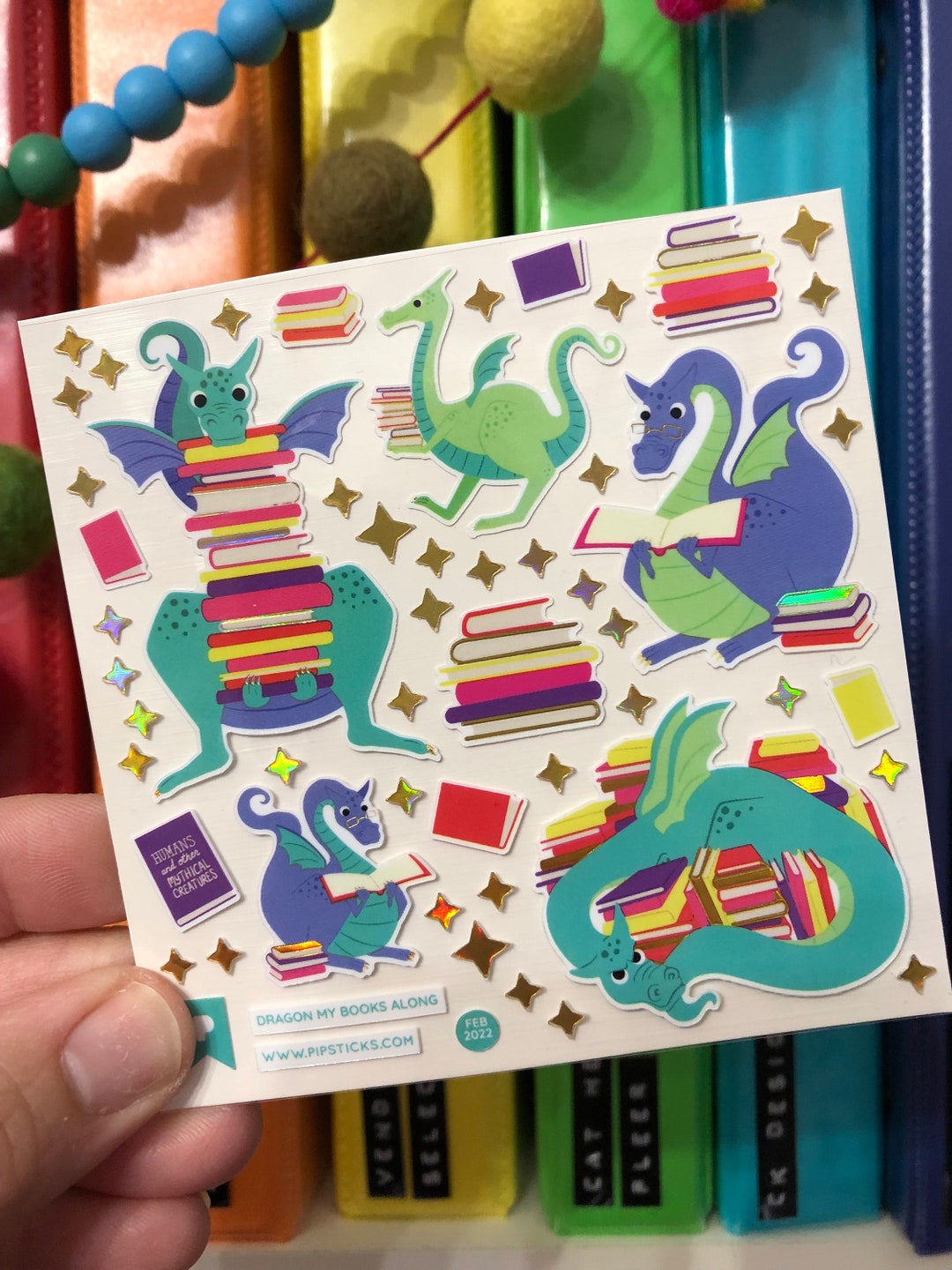 Book Dragon Gold Holographic Stickers - Etsy