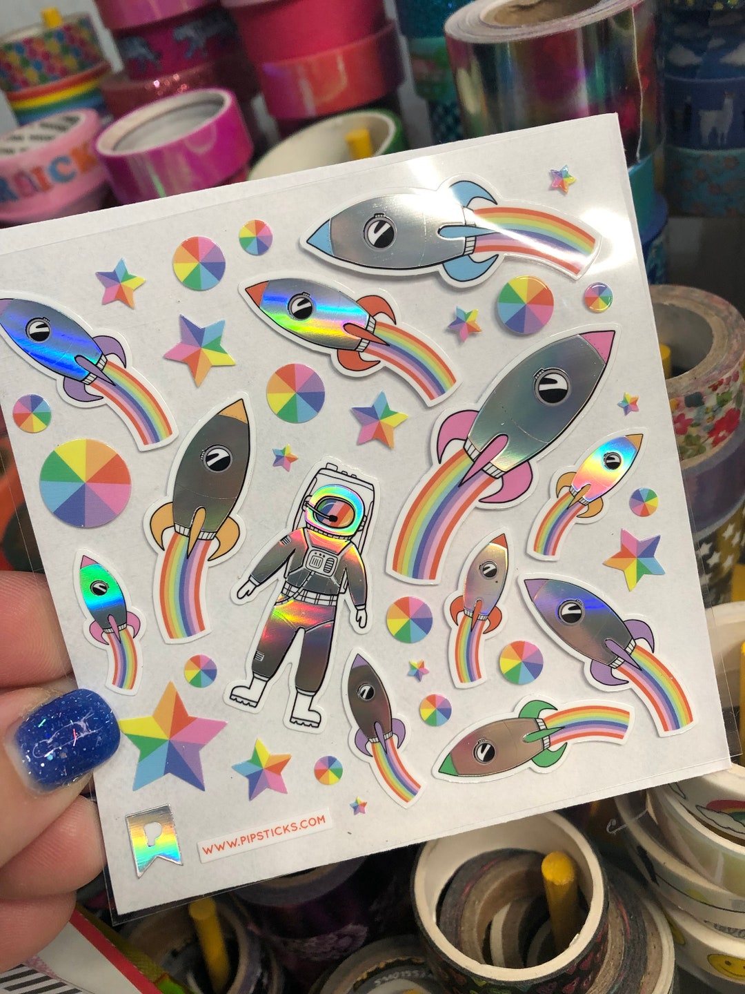 Rainbow Holographic Holo Spaceship Astronaut Stickers - Etsy