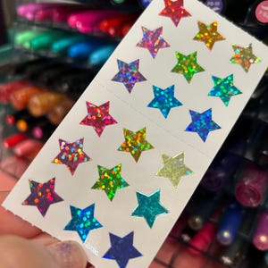 Sparkle Prismatic Glitter Rainbow Star Stickers - Etsy