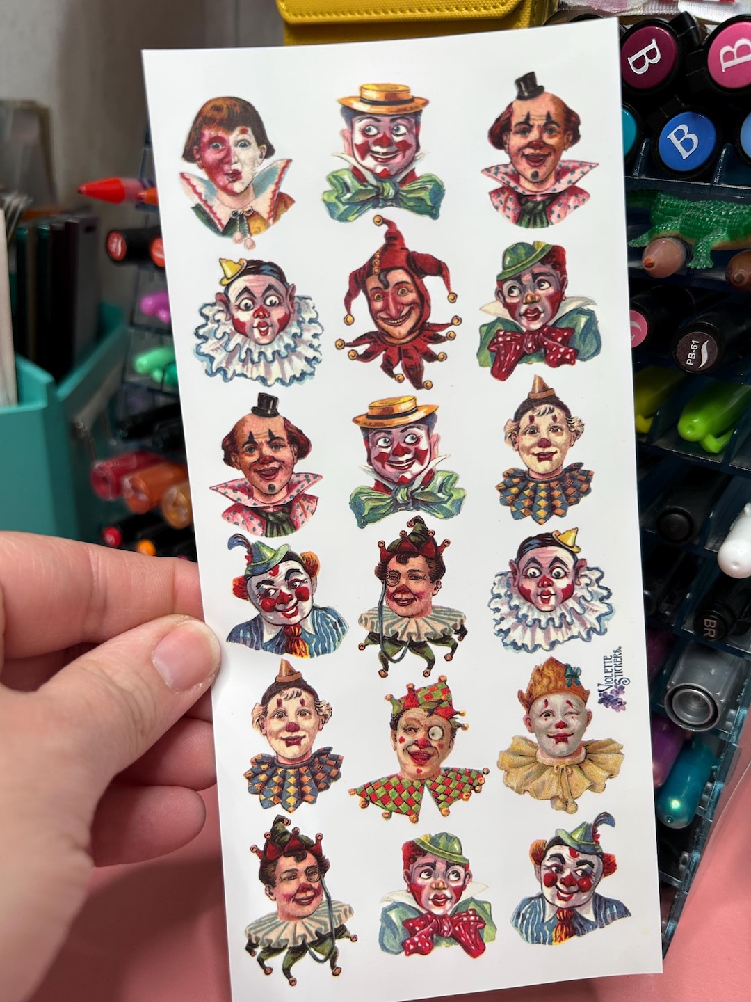 Retro Clown Faces Stickers Sheet - Etsy