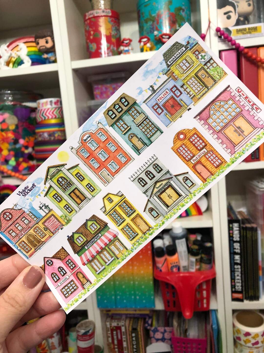 Sheet of Town City Building Storefront Stickers - Etsy