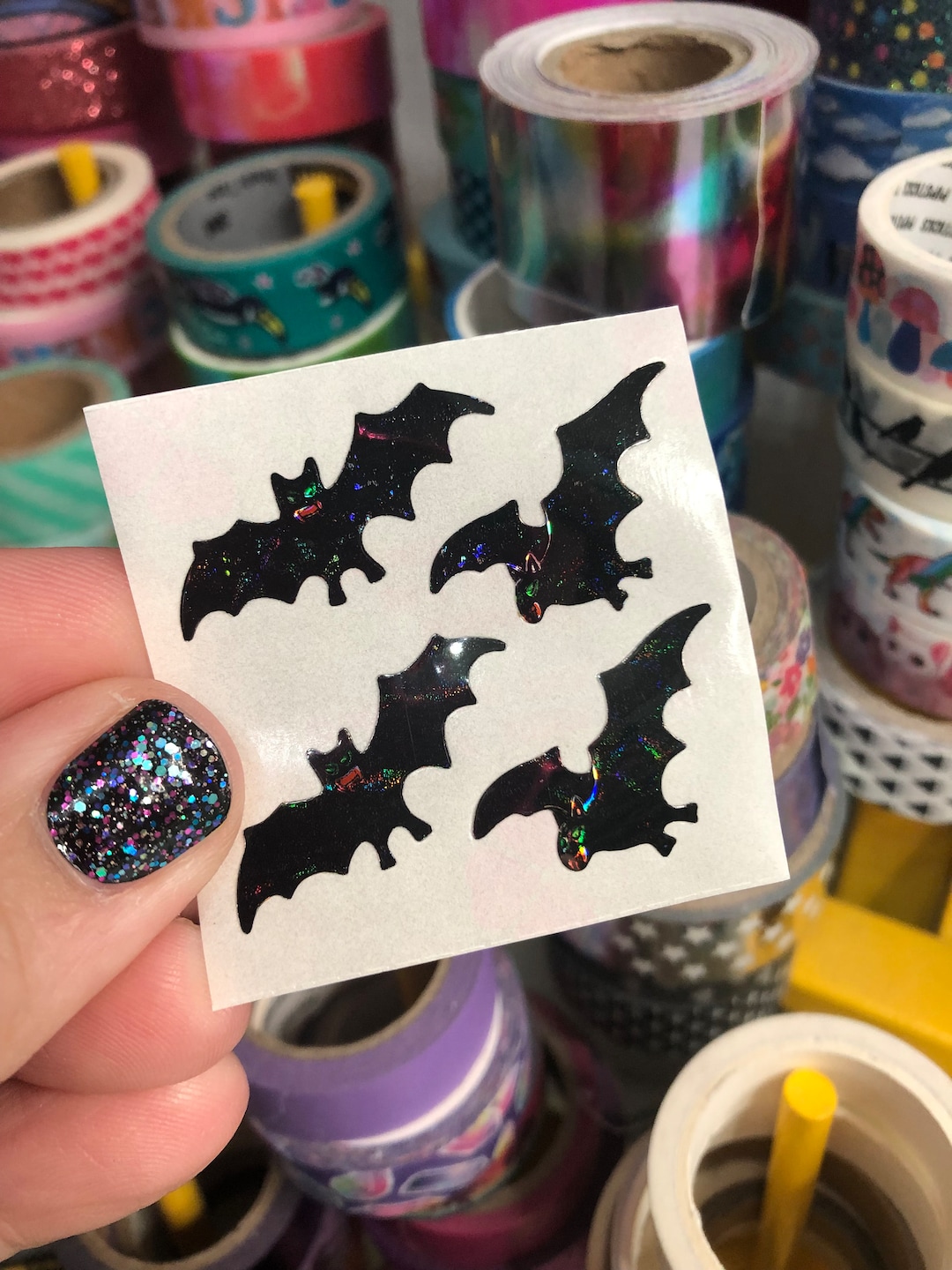 Vintage Holographic Black Bat Stickers Great 7 Seven - Etsy