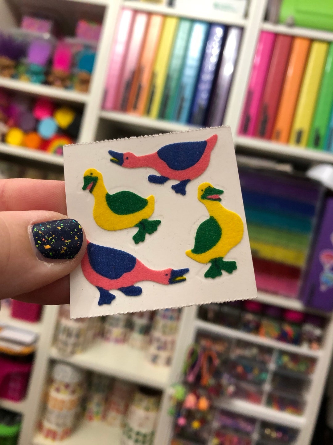 Vintage Fuzzy Rainbow Goose Stickers Great 7 Seven Geese Duck - Etsy