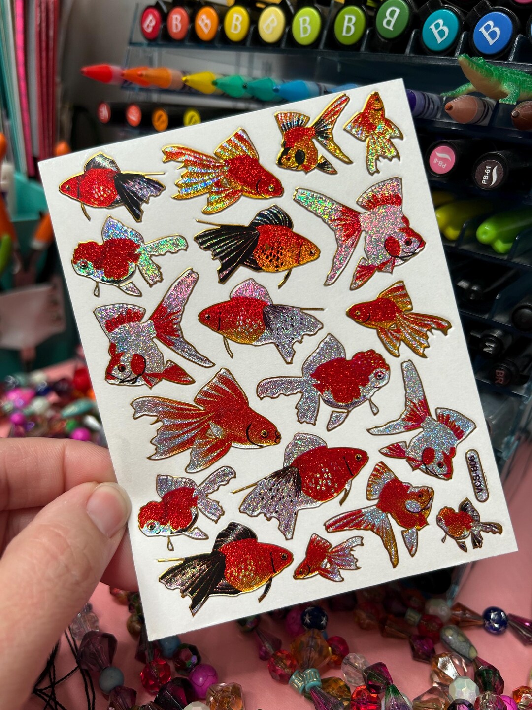 Gold Sparkle Prismatic Goldfish Fish Stickers - Etsy
