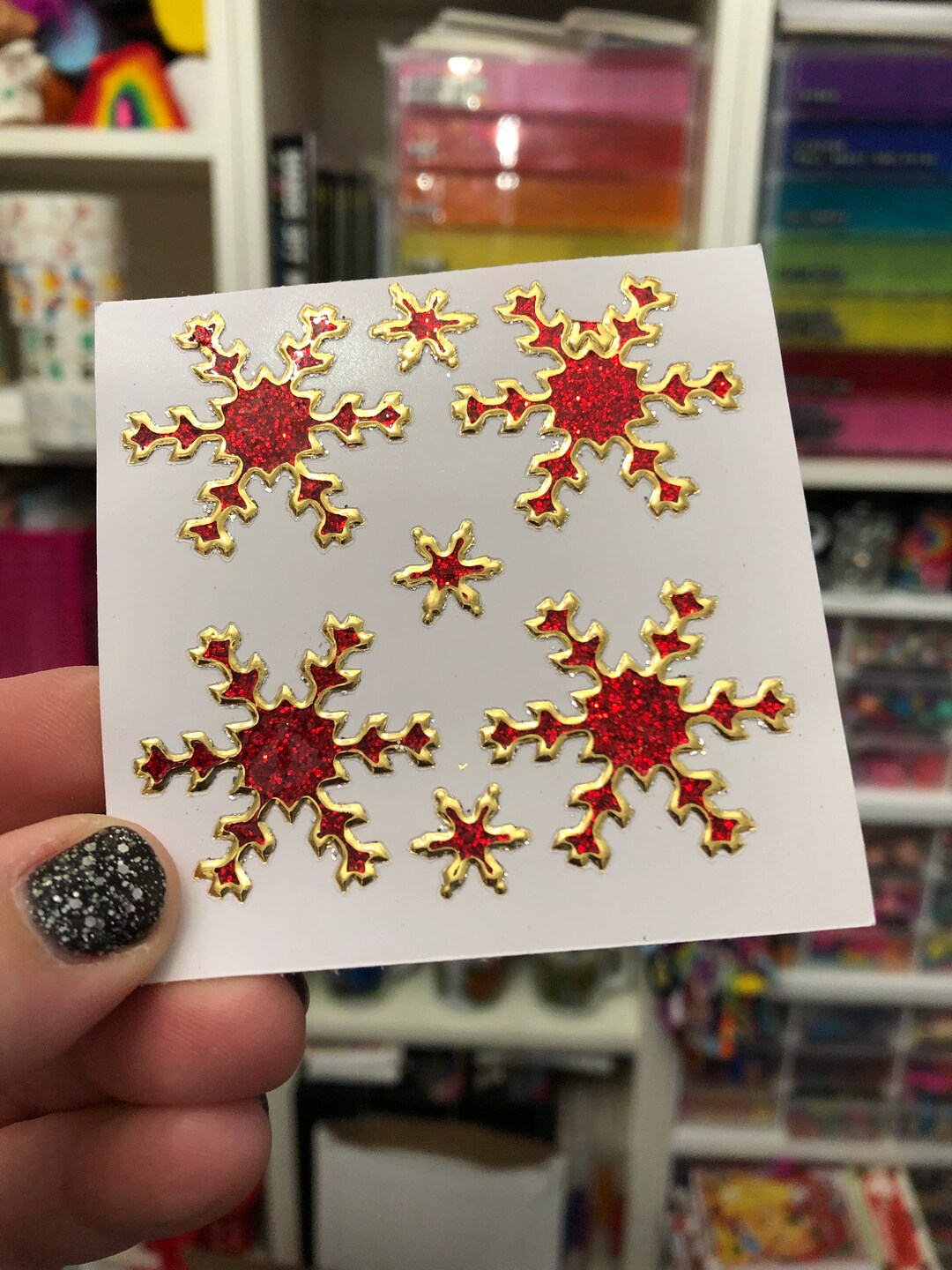 Vintage Sparkle Glitter Snowflake Stickers - Etsy
