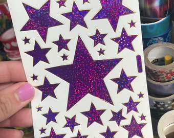 Sparkly Purple Star Stickers - Etsy