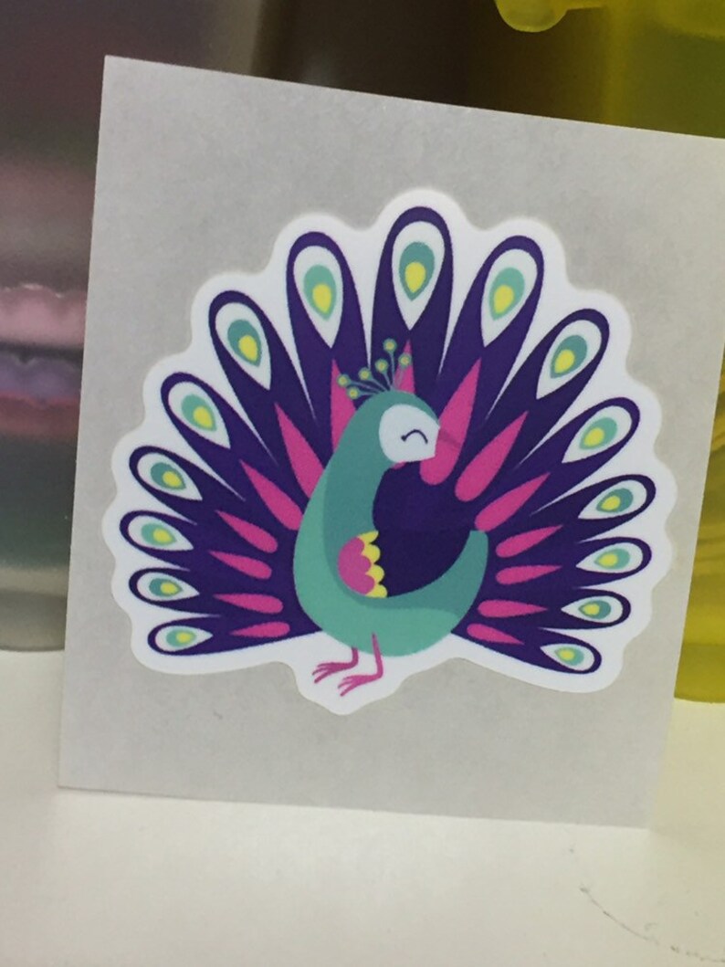 Purple Peacock Sticker Diecut - Etsy