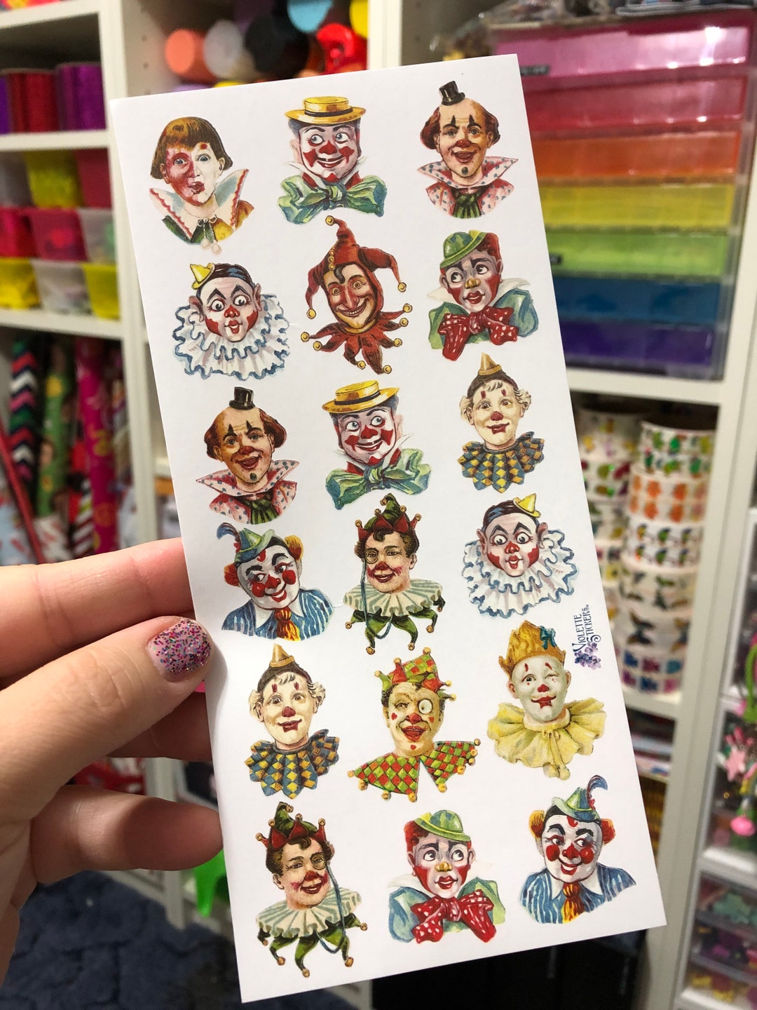 Retro Clown Faces Stickers Sheet - Etsy