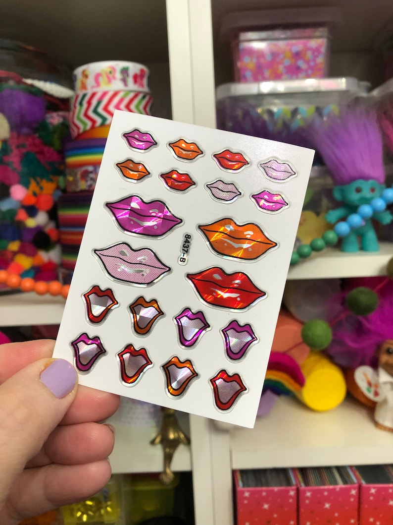 Rare Vintage Prism Rainbow BJ Lip Mouth Kiss Stickers - Etsy