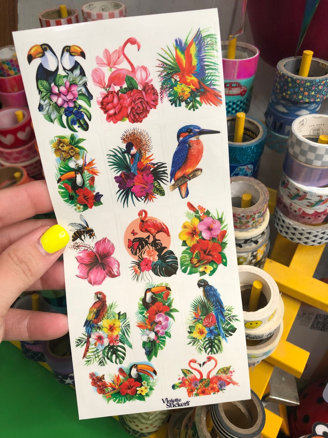 Full Sheet of Tropical Bird Stickers Toucan Macaw Flamingo - Etsy