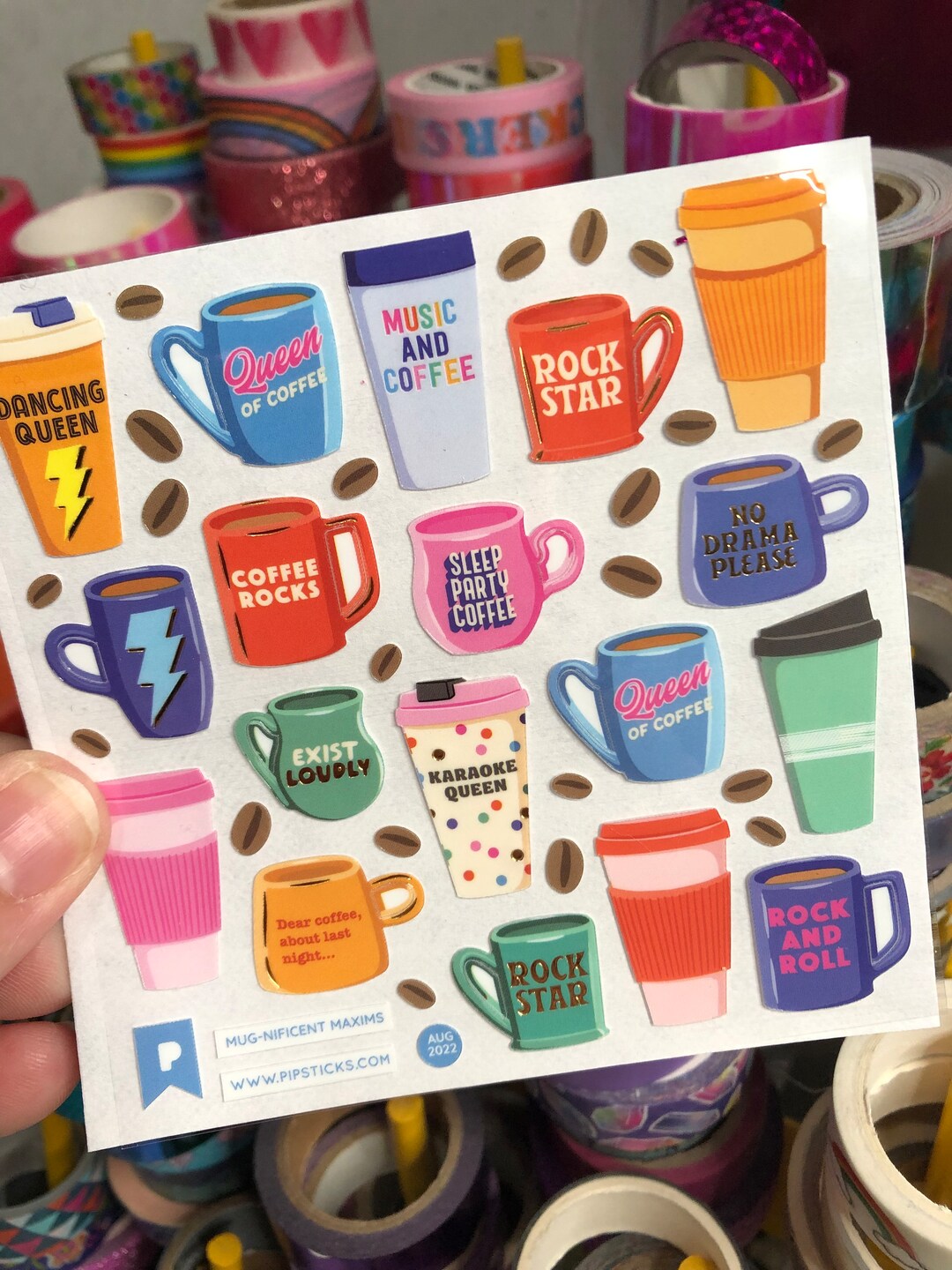 Coffee Cup Travel Mug Stickers With Gold Accents - Etsy