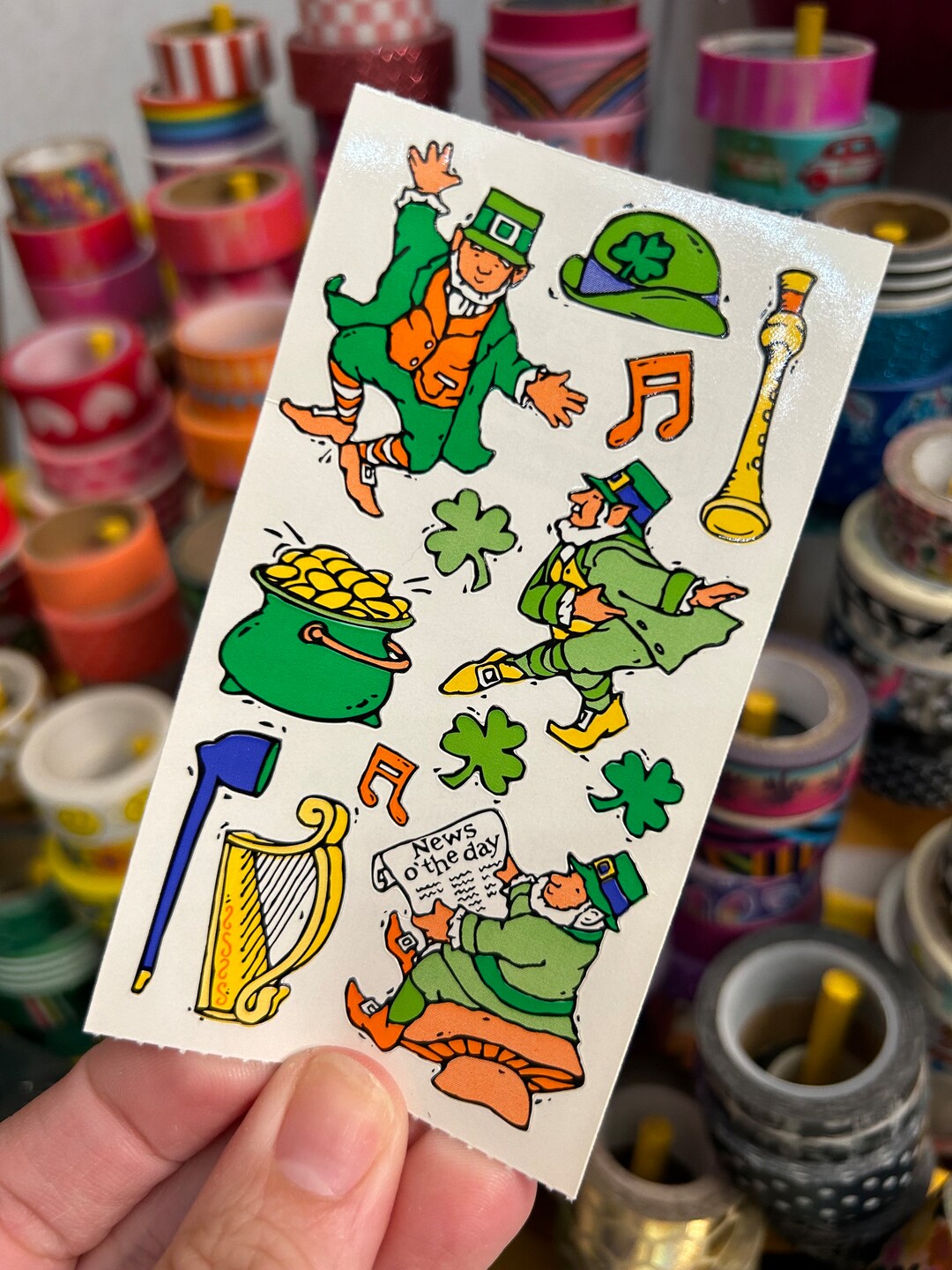Vintage Leprechaun St. Patrick's Day Shamrock Lucky Stickers - Etsy