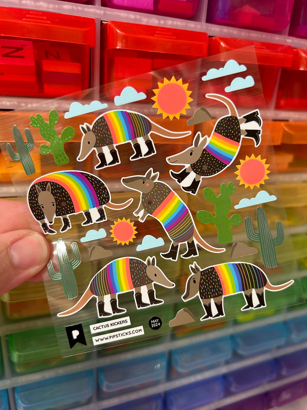 Sheet of Rainbow Shiny Armadillo Stickers - Etsy