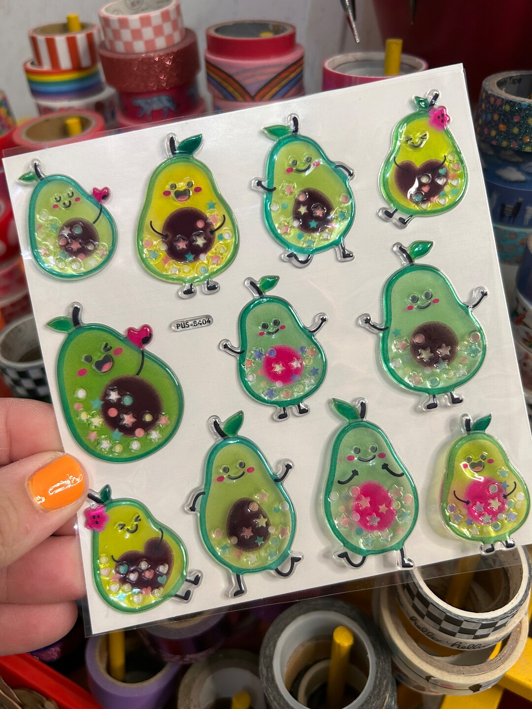 Kawaii Cute Avocado Sprinkles Stickers Sheet Textured Thick - Etsy