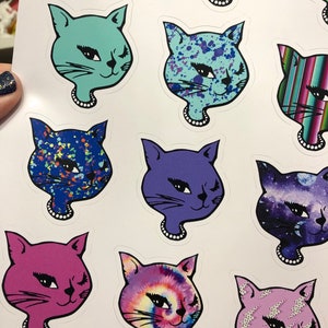 Huge Sheet of Retro Winking Cats Stickers Rainbow Assortment - Etsy