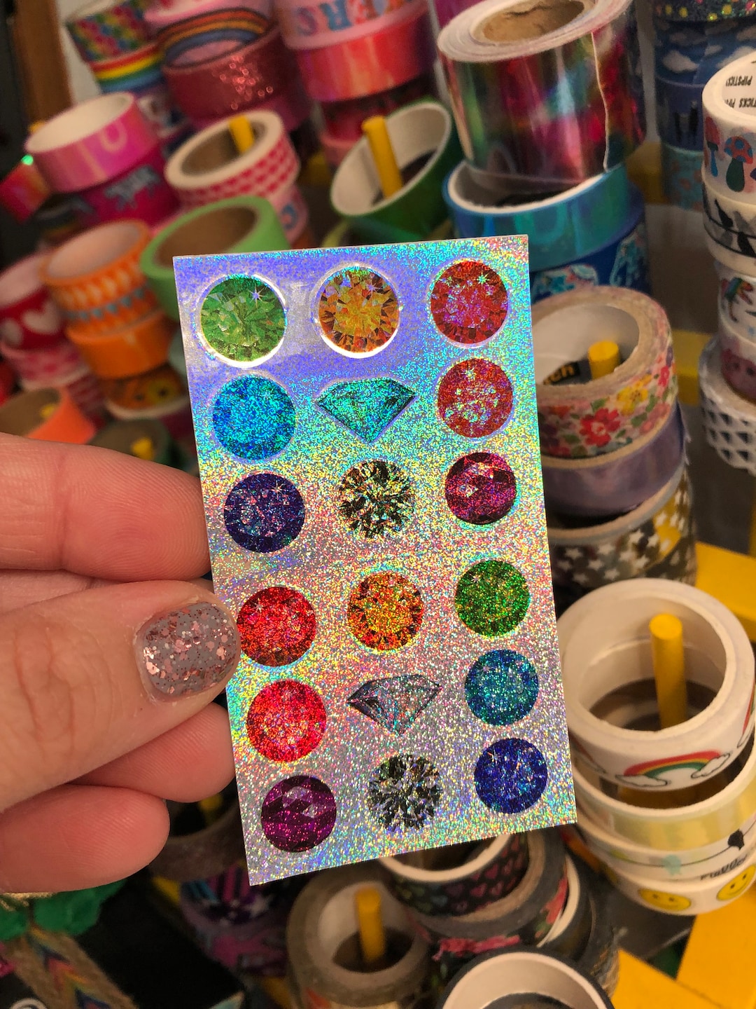 Sparkle Glitter Prism Rainbow Diamond Jewel Gem Stickers - Etsy