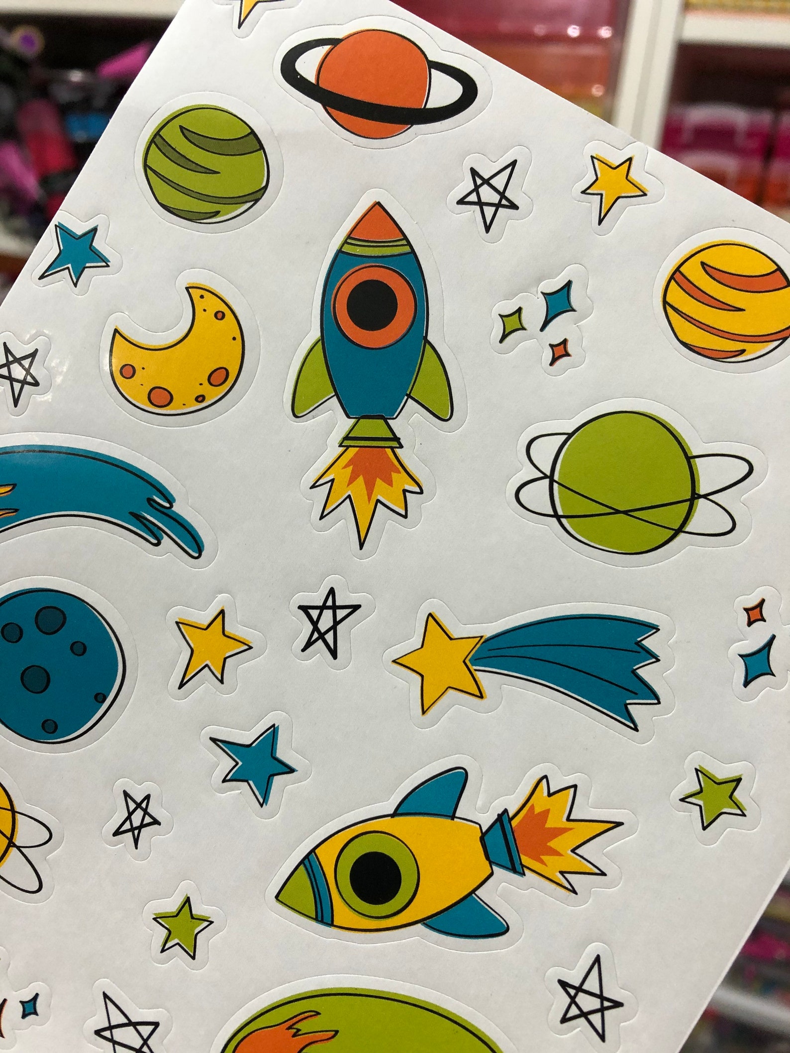 Sheet of Outer Space Stickers Stars Planets Comets Rocket Ship - Etsy