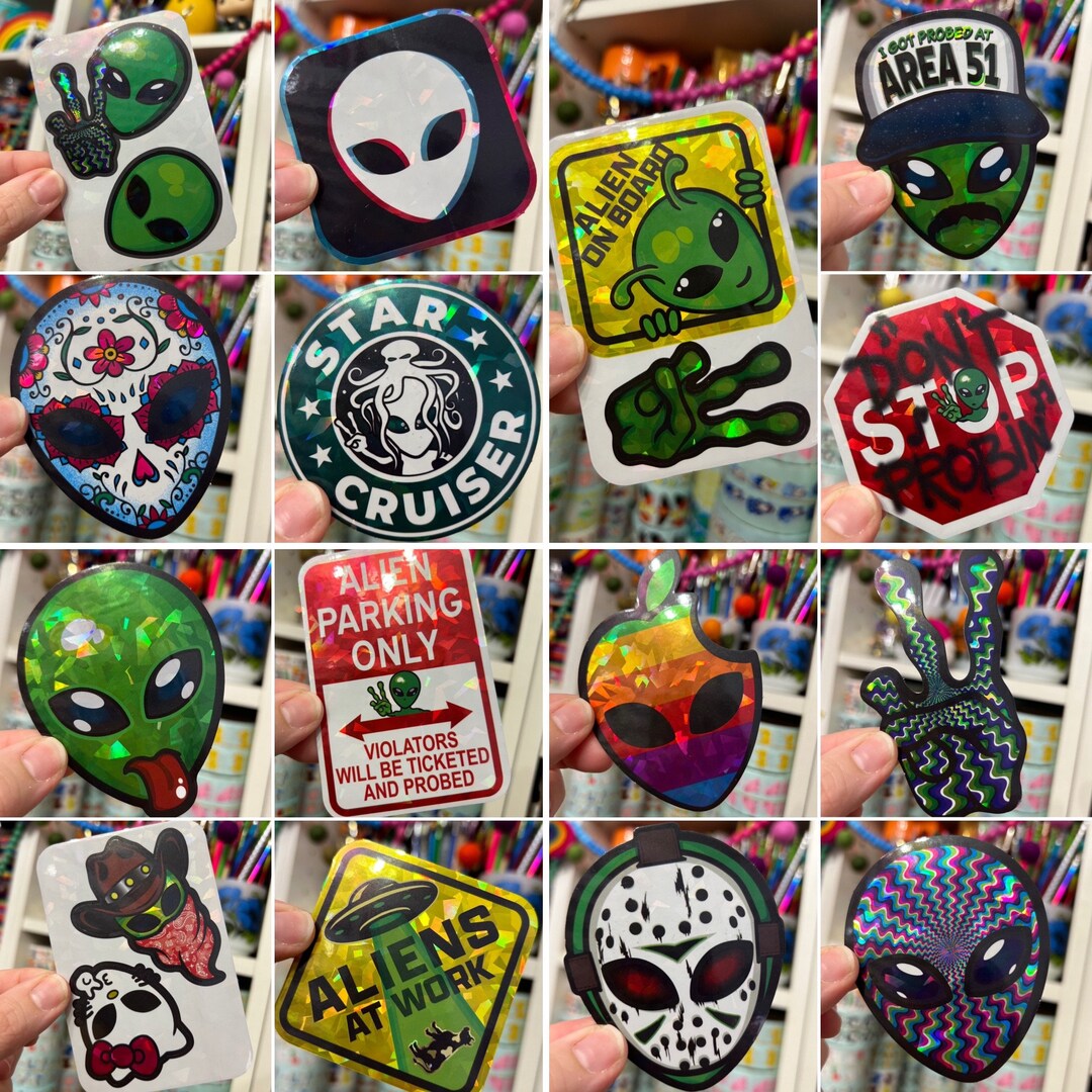 Huge Lot of 18 Sparkle Alien UFO Abduction Vending Stickers - Etsy