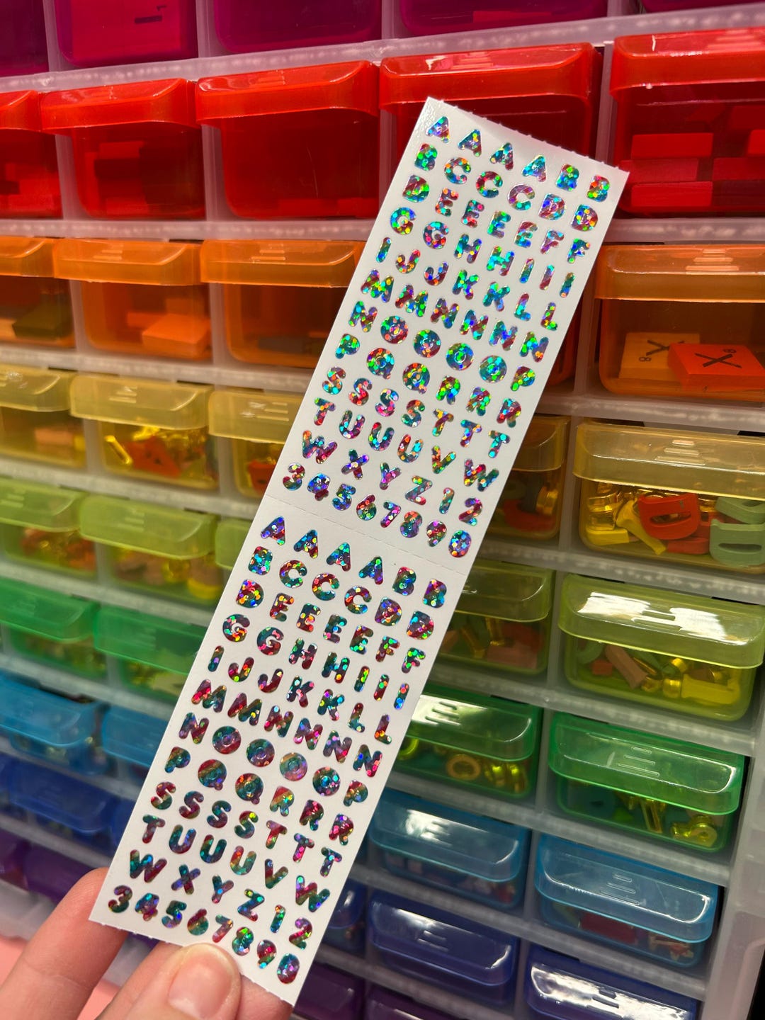 Mini Sparkle Prismatic Glitter Rainbow Alphabet Letter Number Stickers ...