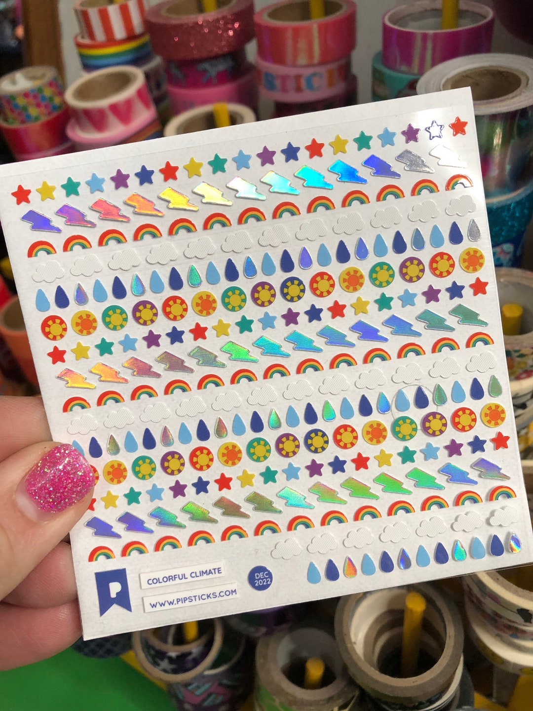Mini Weather Rainbow Star Bolt Rain Micro Stickers Sheet - Etsy