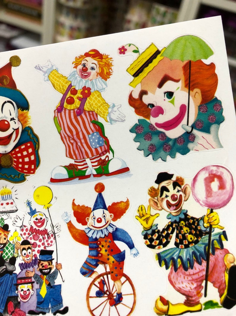 Retro Clown Stickers Sheet - Etsy