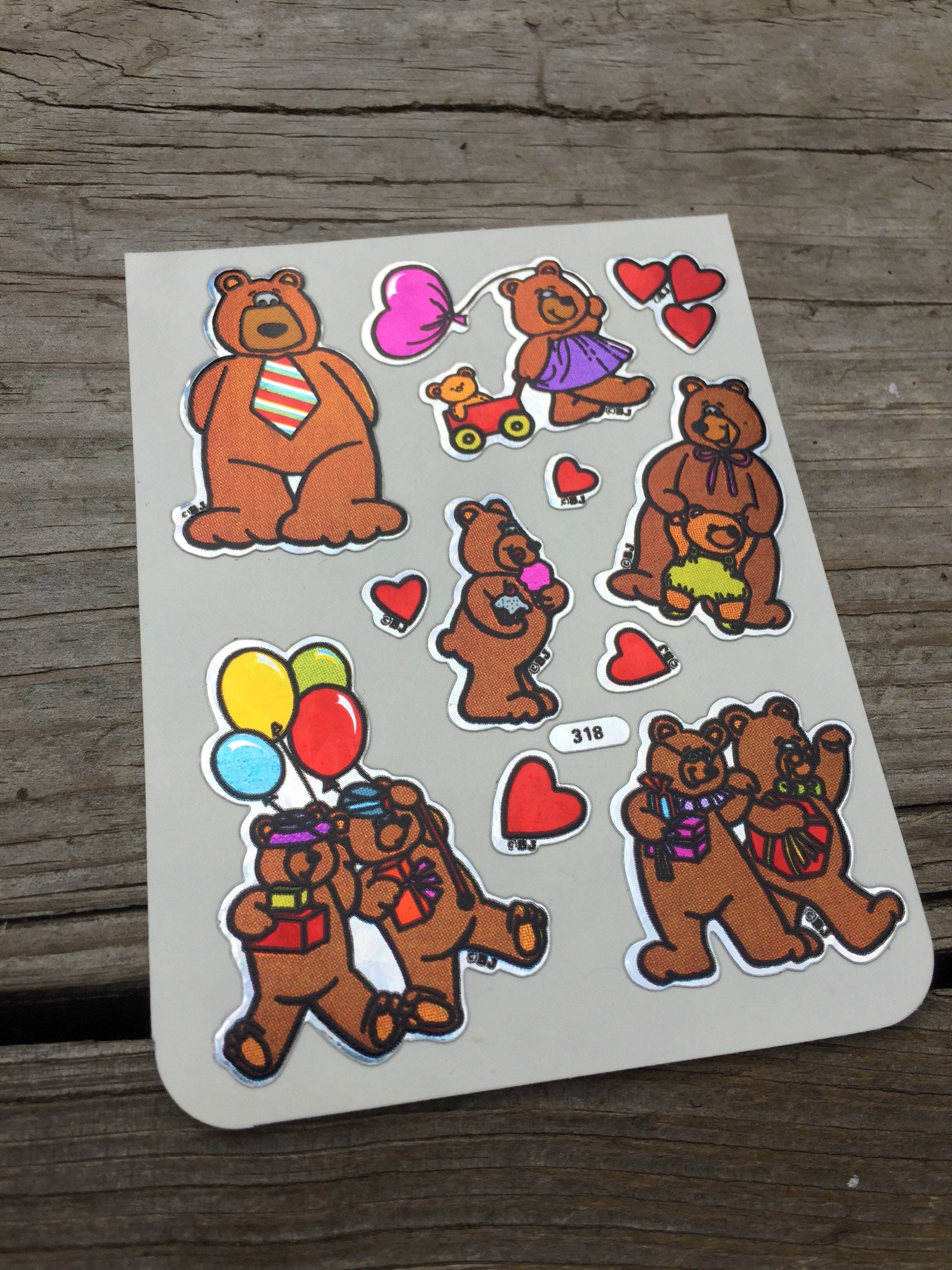 Vintage BJ Bear Stickers Sparkle Prism | Etsy
