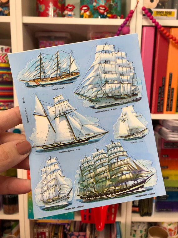 Sheet of Vintage 1979 Ship Boat Stickers - Etsy
