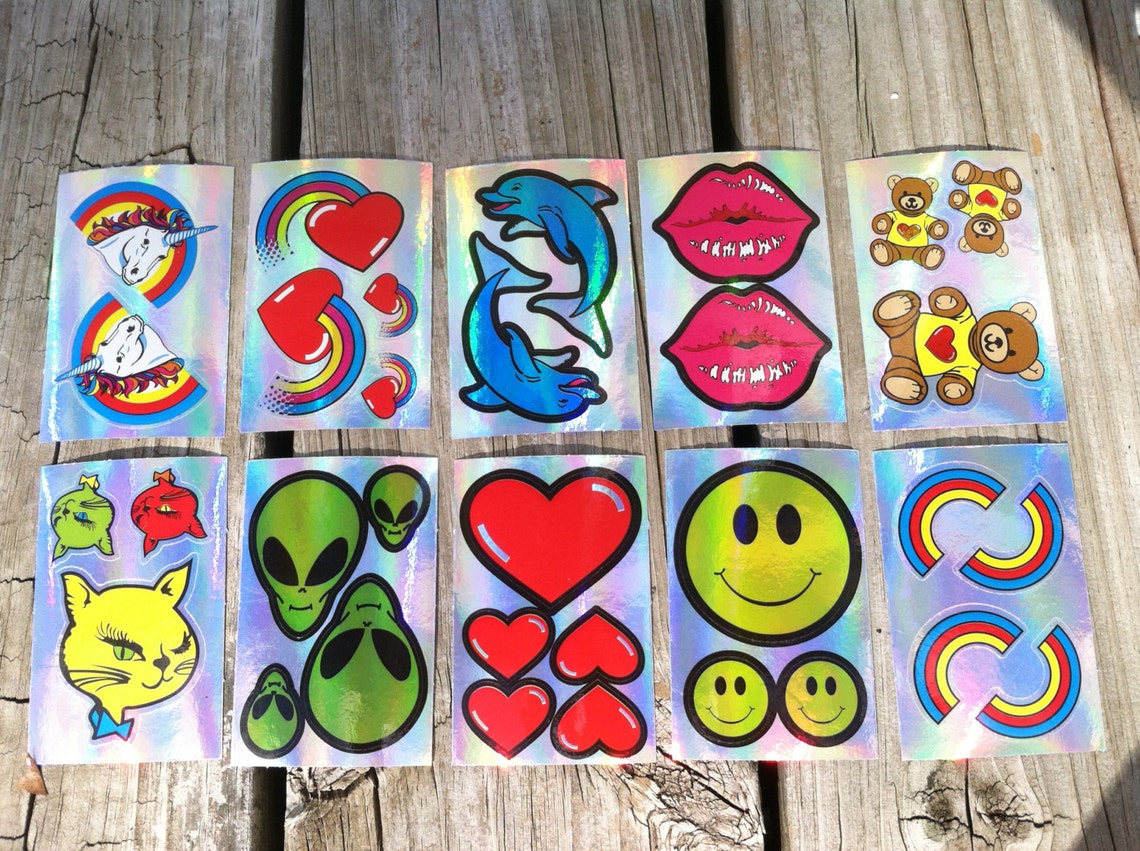 Huge Lot of 10 Shiny Foil Sticker Sheets Unicorns Aliens - Etsy