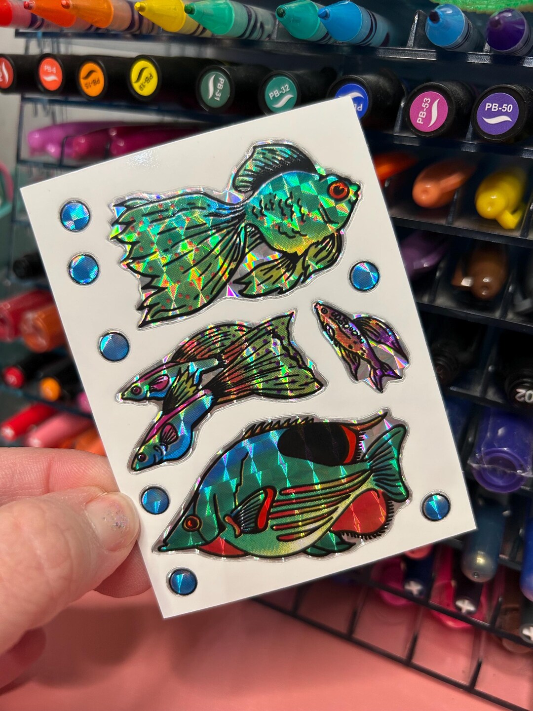 Vintage Sparkle Rainbow Tropical Fish Stickers V2 - Etsy
