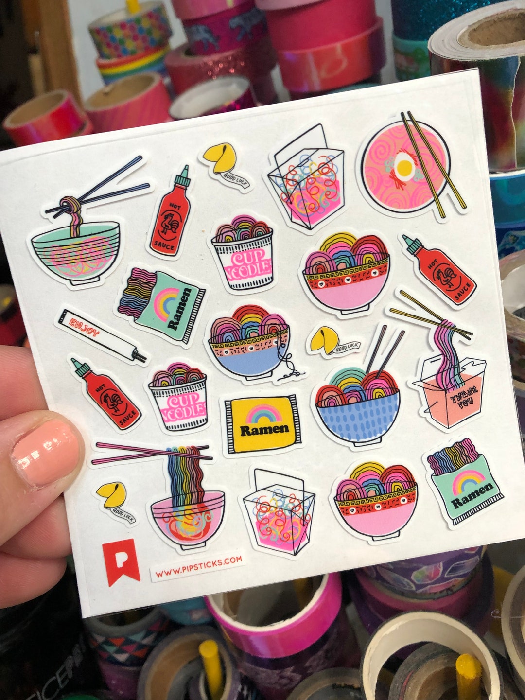 Rainbow Ramen Noodle Stickers - Etsy