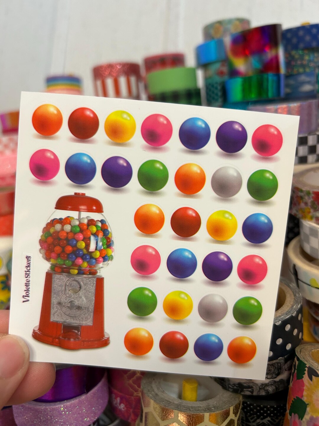 Sheet of Rainbow Gumball Machine Stickers - Etsy