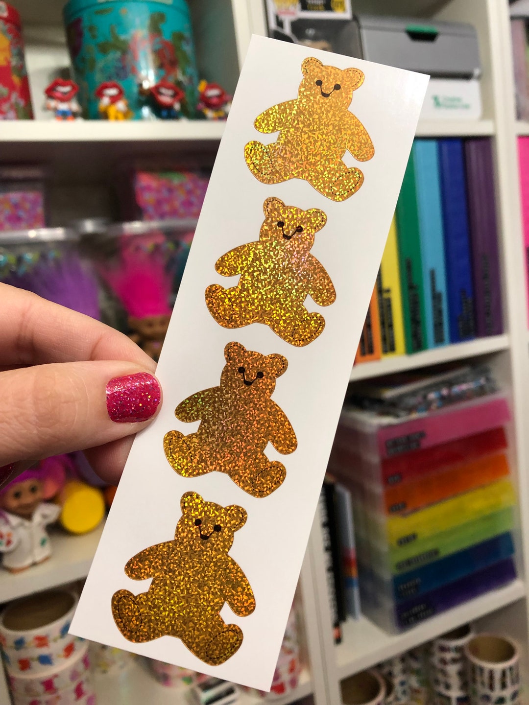Limited Edition Sparkle Retro Classic Bear Stickers Mrs Grossmans - Etsy
