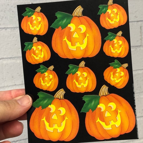 Vintage Halloween Jack-o-lantern Pumpkin Stickers - Etsy
