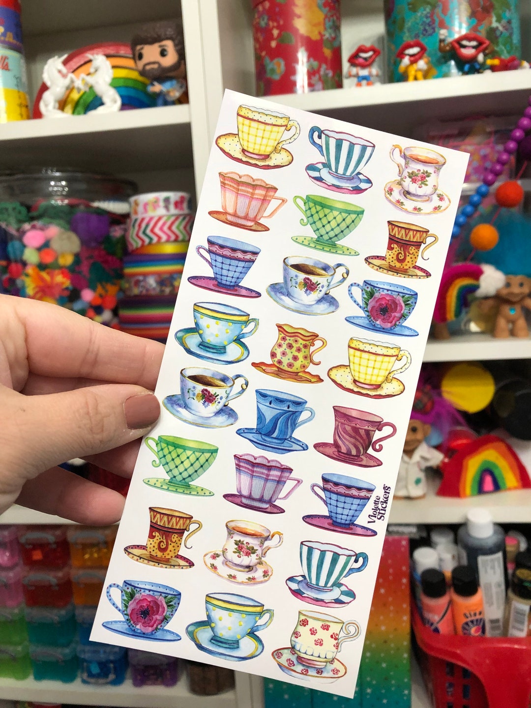 Tea Cups and Saucer Stickers Sheet Tea Party - Etsy