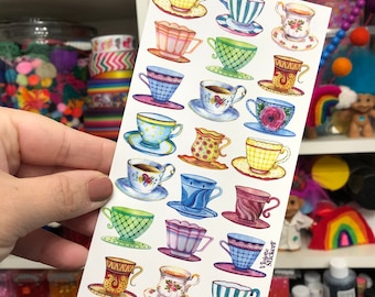 Tea Cups and Saucer Stickers Sheet Tea Party - Etsy