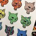 Huge Sheet of Retro Winking Cats Stickers Rainbow Assortment - Etsy
