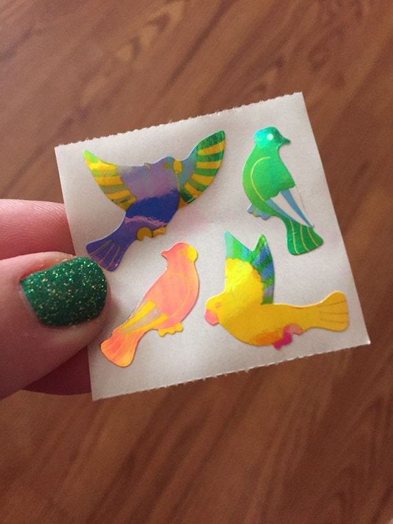 Vintage Iridescent Pearl Rainbow Bird Stickers Great 7 Seven - Etsy