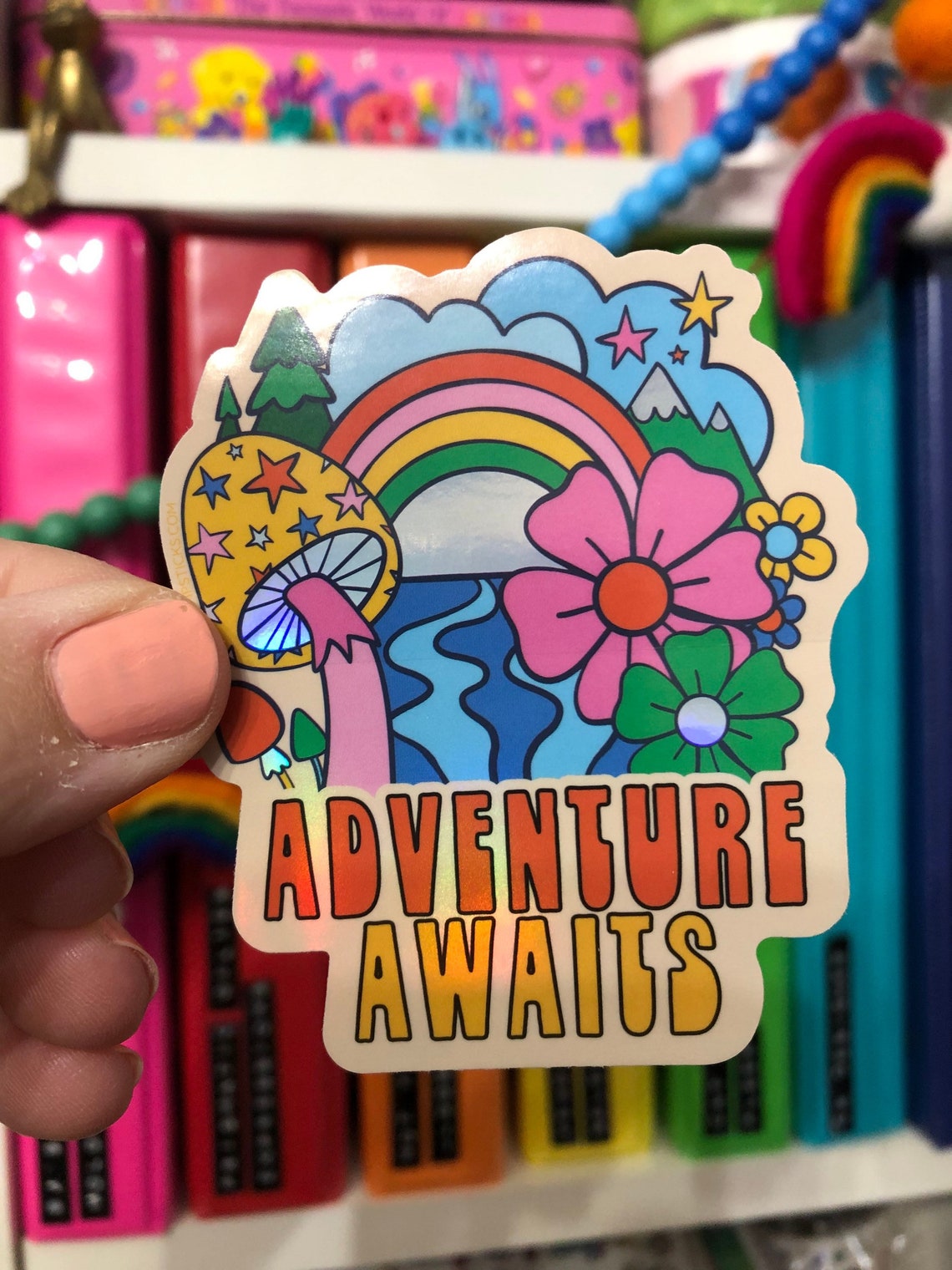 Groovy Retro Rainbow Adventure Sticker - Etsy