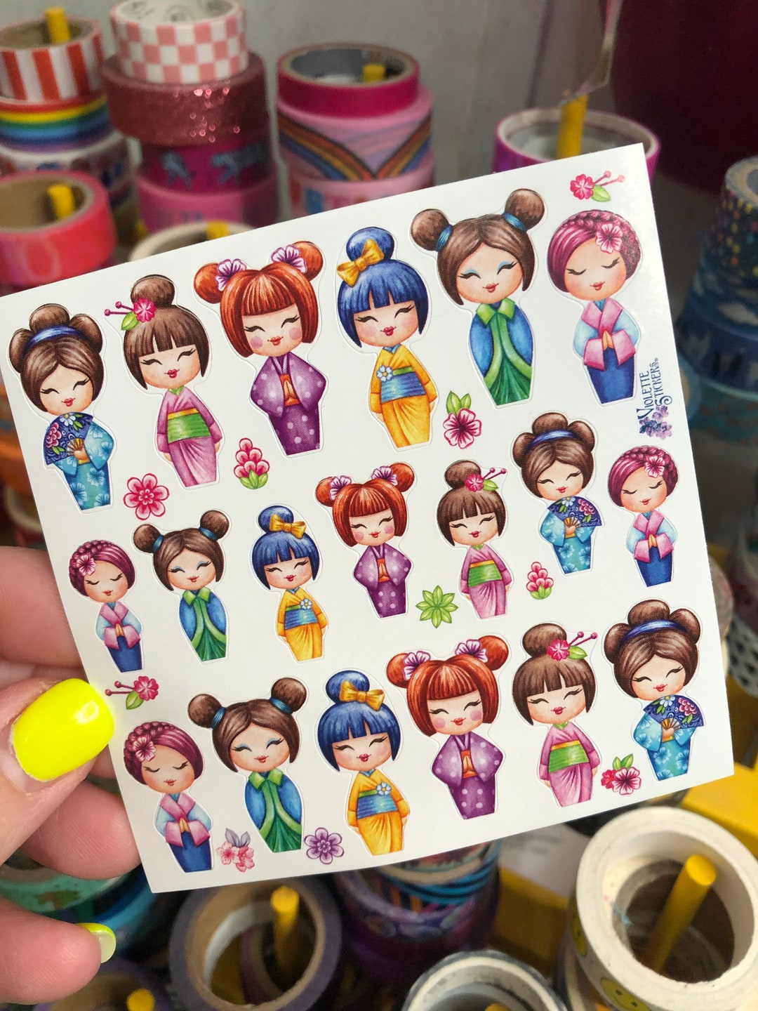 Sheet of Pretty Geisha China Doll Girl Stickers - Etsy