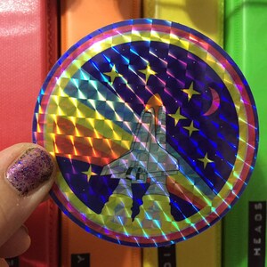 Prismatic Rainbow Space Shuttle Rocket Sticker Sparkle Retro - Etsy