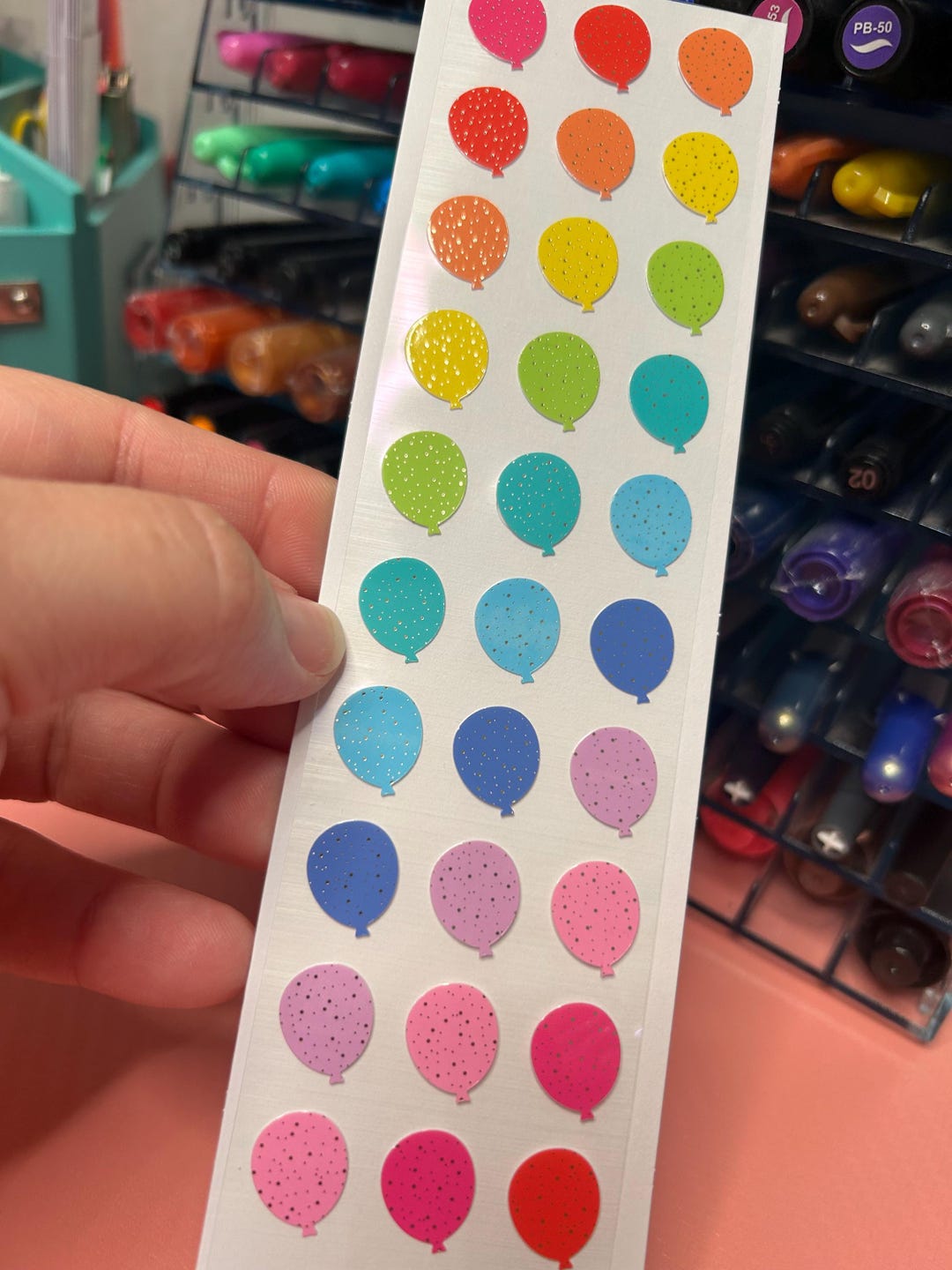 Strip of Mini Rainbow Balloon Party Stickers - Etsy